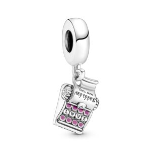 pandora typewriter dangle charm bracelet charm moments bracelets - stunning women's jewelry - gift for women - made with sterling silver, cubic zirconia & enamel