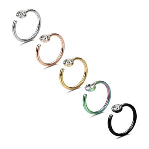 GUAngqi C-Shaped Nose Ring Bone Curved Hoop Rings Piercings Jewelry for Men Women,Multicolor (5pcs/Pack)