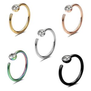 guangqi c-shaped nose ring bone curved hoop rings piercings jewelry for men women,multicolor (5pcs/pack)