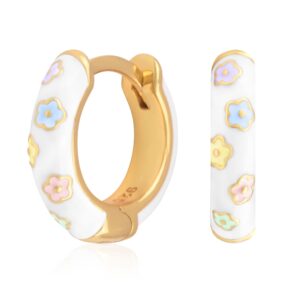 14k gold plated sterling silver enamel color huggie hoop earrings for women – wide range of vibrant color options available