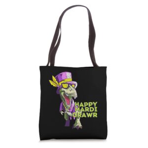 cute mardi gras shirt for boys | mardi grawr dinosaur t-rex tote bag