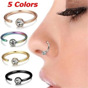 GUAngqi C-Shaped Nose Ring Bone Curved Hoop Rings Piercings Jewelry for Men Women,Multicolor (5pcs/Pack)