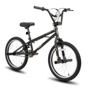 hiland 20 inch freestyle kids bmx bike,beginner-level to advanced riders with 360 degree gyro & 4 pegs, kids' bicycles for boys,girls black