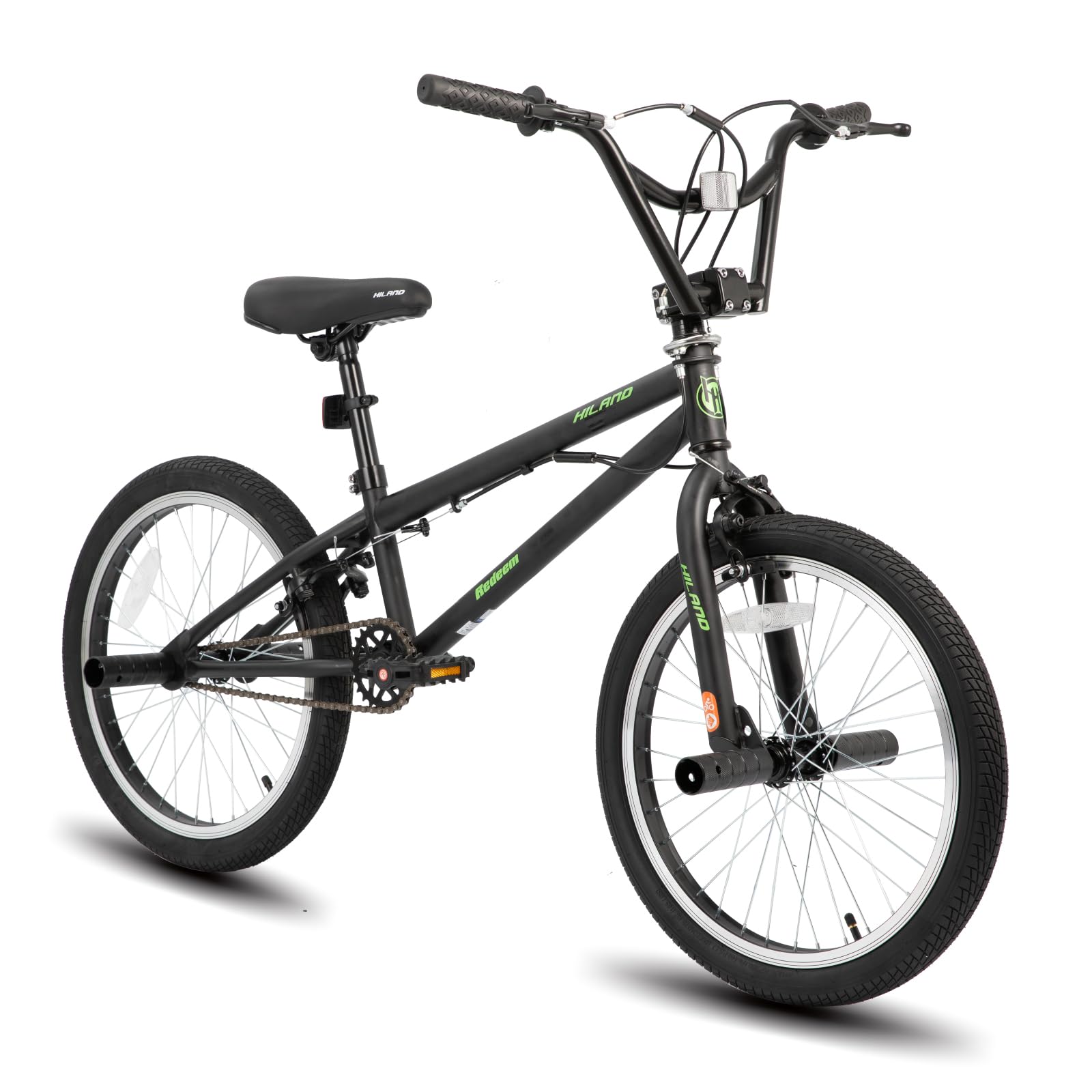 Hiland 20 inch Freestyle Kids BMX Bike,Beginner-Level to Advanced Riders with 360 Degree Gyro & 4 Pegs, Kids' Bicycles for Boys,Girls Black