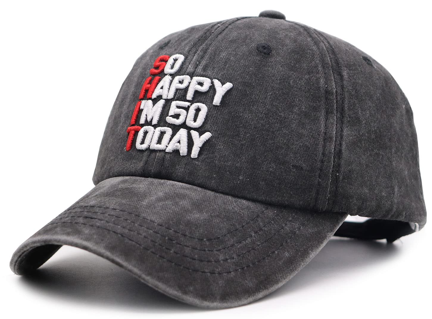 Funny 50th Birthday Gifts for Men Women, So Happy I'm 50 Today Gag Vintage Retired Baseball Cap, Embroidered Adjustable Washed Cotton 1972 Fifty Dad Hat