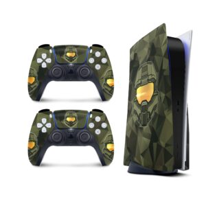 tacky design ps5 skin infinite space skin for playstation 5 skin console and 2 controller skin, green futuristic soldier ps5 cover vinyl 3m decal stickers full wrap cover (disk edition)