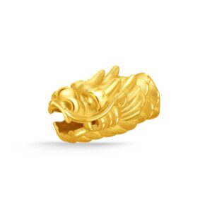 chow tai fook 999 pure 24k gold dragon head beads charm