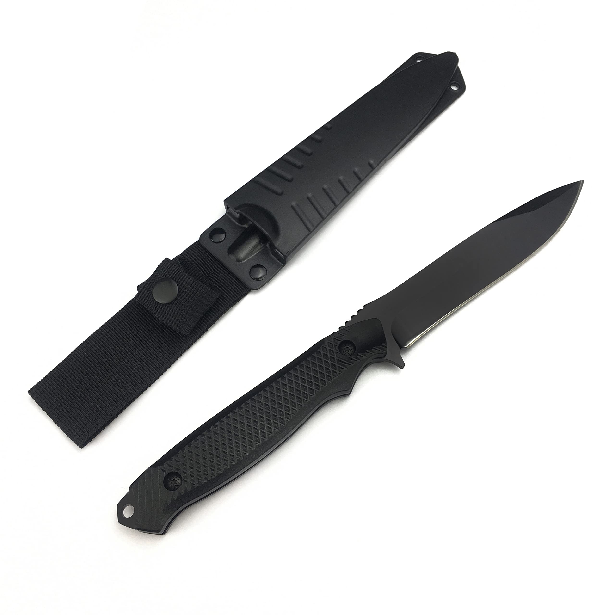 HUAAO 10.5’’ Fixed Blade Knife with Sheath, 4.9’’ 5Cr13MoV Steel Blade and ABS Handle, EDC Camping Knife for Outdoor Hunting Hiking