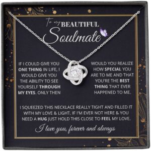 to my smokin hot soulmate necklace - wife gifts from husband to my wife necklace, gift for her romantic, girlfriend gifts includes message card and gift box, metal, cubic zirconia