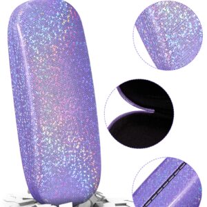 Weewooday 6 Pieces Hard Shell Eyeglasses Cases Glitter Glasses Case Unisex Glasses Case with Cleaning Cloth Sunglasses Case for Women Men