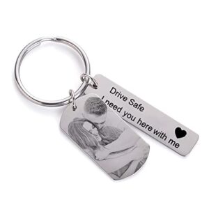 valentine day gifts personalized keychain - drive safe i need you here with me custom keychain valentine day gifts for him, silver, one size