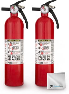 kidde fa110 multipurpose fire extinguishers 2 pack - red, (rating 1-a:10-b:c) includes wholesalehome cleaning cloth