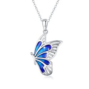 aoveao butterfly necklace,925 sterling silver hypoallergenic butterfly necklace jewelry for sensitive ears mother day gift for women girlfriend butterfly lovers with gift box