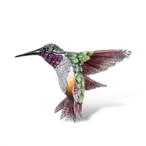 santuzza hummingbird brooch 925 sterling silver cubic zirconia enamel bird brooches pin for women