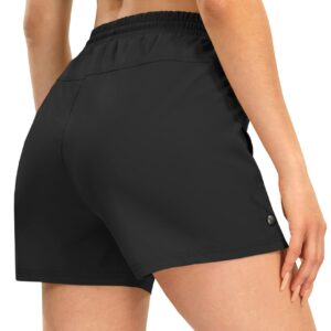 AFITNE Women's Hiking Shorts Quick Dry Lightweight Golf Active Water Shorts with Pockets for Work Outdoor Camping Fishing Black L