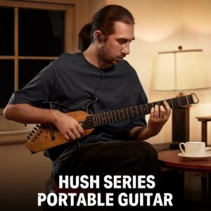 Donner HUSH-I Guitar For Travel - Portable Ultra-Light and Quiet Performance Headless Acoustic-Electric Guitar, Maple Body with Removable Frames, Gig Bag, and Accessories