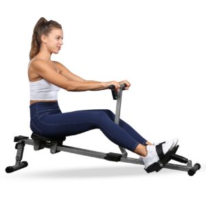 yssoa rowing machine rower ergometer, with 12 levels of adjustable resistance, digital monitor and 260 lbs of maximum load black