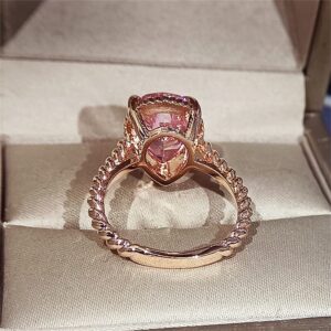 18K Rose Gold Plated Fashion Jewelry Teardrop Shaped Cubic Zirconia Rings Popular Pink Gemstone Rings Twist Wedding Engagement Rings for Women HM411 (8)