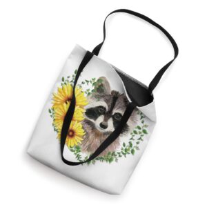 Cute Raccoon Baby With Sunflower Rustic Farmhouse Tote Bag