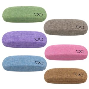 chzzms 6 pack hard shell eyeglasses case protector linen fabrics glasses case for men women