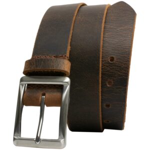 nickel smart the site manager distressed leather brown belt (38 inch)