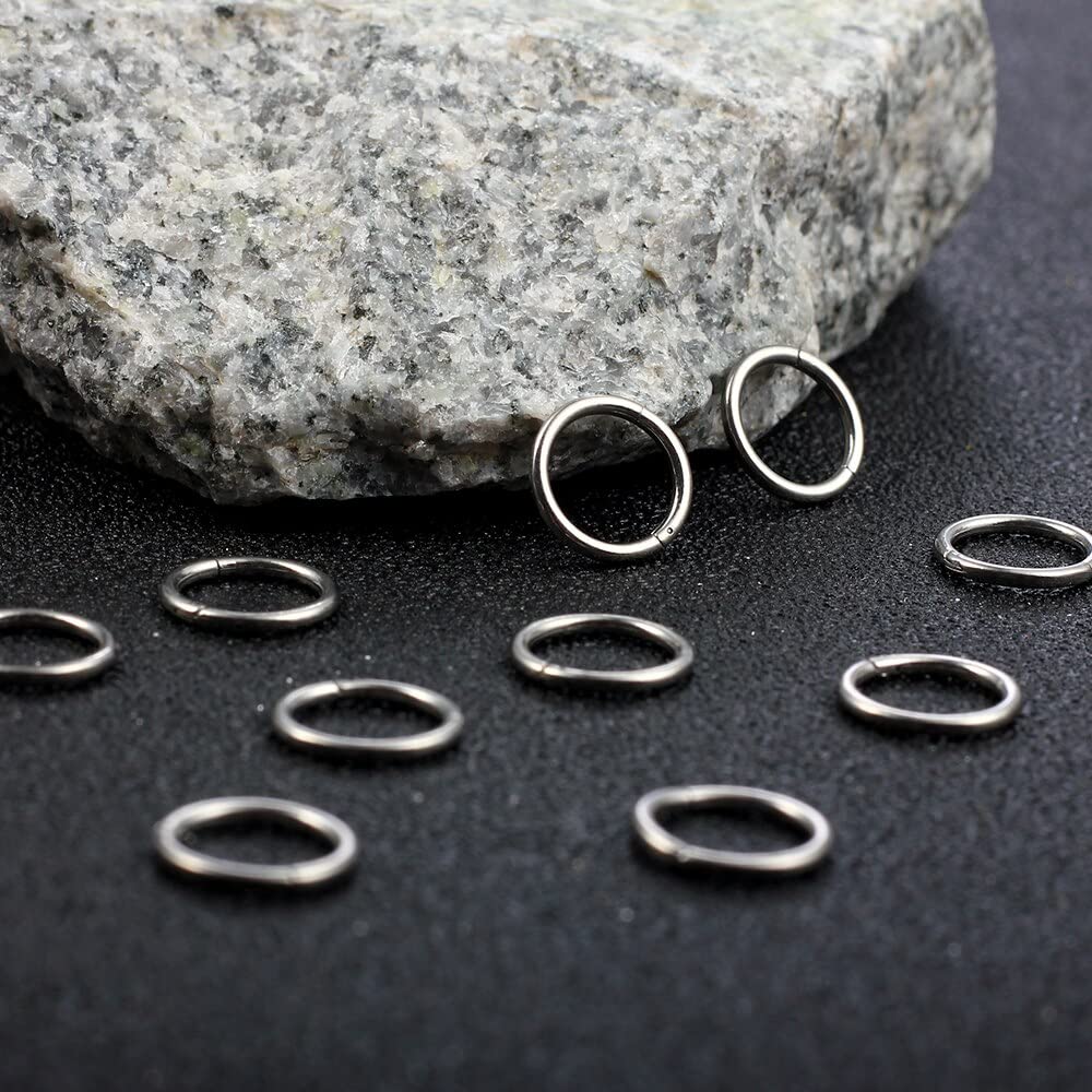 Casvort 10PCS 16G 316 Stainless Steel Helix Classic Ring Stack Clickers Seamless Septum Nose Piercing Rings Segment Tragus Hoop Rings Body Piercing Jewelry