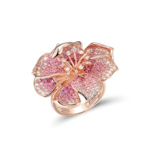 santuzza 925 sterling silver flower ring pink sapphire cubic zirconia blossom hibiscus ring for women (7)