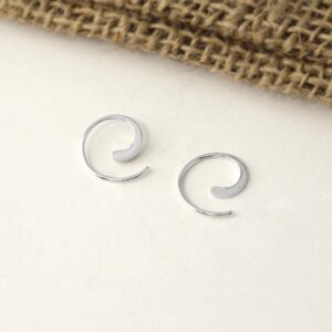 Boma Jewelry Sterling Silver Pull Through Hoop Earrings (Small Silver)