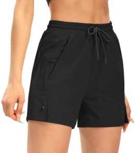 afitne women's hiking shorts quick dry lightweight golf active water shorts with pockets for work outdoor camping fishing black l