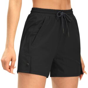 AFITNE Women's Hiking Shorts Quick Dry Lightweight Golf Active Water Shorts with Pockets for Work Outdoor Camping Fishing Black L