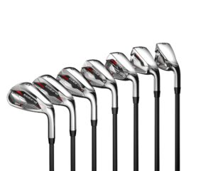 cobra golf 2022 air x iron set (men's, left hand, cobra fst ultralite, reg flex, 5-gw), grey-red