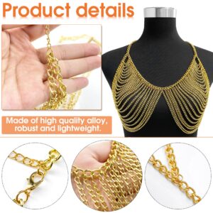 Diymood Gold Body Chain Beach Body Layered Punk Bohemia Chest Bikini Bra Chains Chains Nightclub Party Fashion Body Jewelry Accessory for Women and Girls