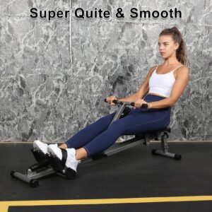 YSSOA Rowing Machine Rower Ergometer, with 12 Levels of Adjustable Resistance, Digital Monitor and 260 lbs of Maximum Load Black