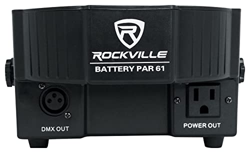 (2) Rockville Battery PAR 61 Rechargeable RGBWA+ DMX DJ Wash Lights+Remotes