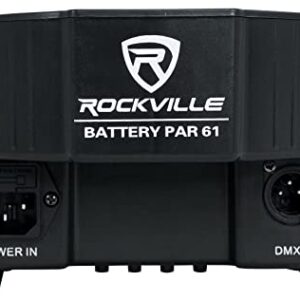 (2) Rockville Battery PAR 61 Rechargeable RGBWA+ DMX DJ Wash Lights+Remotes