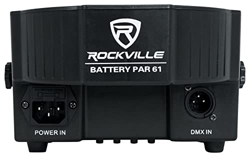 (2) Rockville Battery PAR 61 Rechargeable RGBWA+ DMX DJ Wash Lights+Remotes