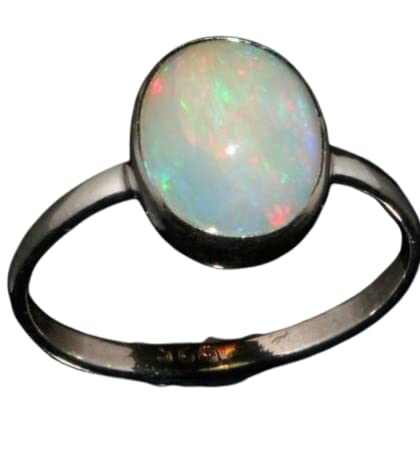 Sterling Silver 925 Natural Ethiopian Opal Ring, Gemstone Jewelry, Opal Delicate Ring For Women/Men (11)