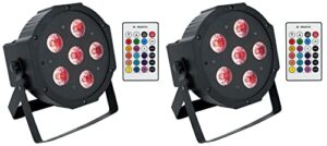 (2) rockville battery par 61 rechargeable rgbwa+ dmx dj wash lights+remotes