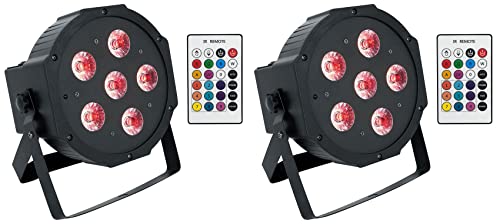 (2) Rockville Battery PAR 61 Rechargeable RGBWA+ DMX DJ Wash Lights+Remotes