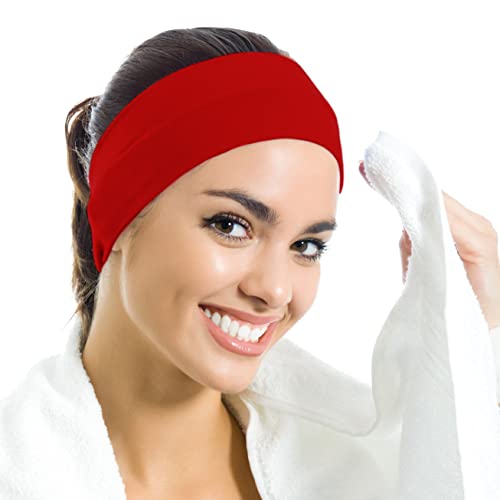 Styla Hair Headbands for Women Stretch Fashion Headbands 10 Pack Non-Slip Head Wraps Great for Spa, Sports, Yoga, Pilates, Running, Gym Headband, Workouts - Red