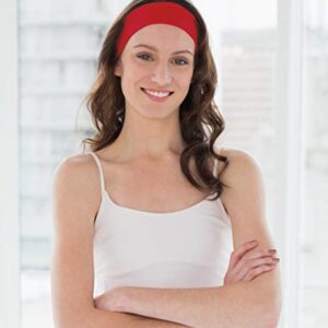 Styla Hair Headbands for Women Stretch Fashion Headbands 10 Pack Non-Slip Head Wraps Great for Spa, Sports, Yoga, Pilates, Running, Gym Headband, Workouts - Red