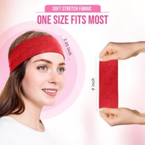 Styla Hair Headbands for Women Stretch Fashion Headbands 10 Pack Non-Slip Head Wraps Great for Spa, Sports, Yoga, Pilates, Running, Gym Headband, Workouts - Red