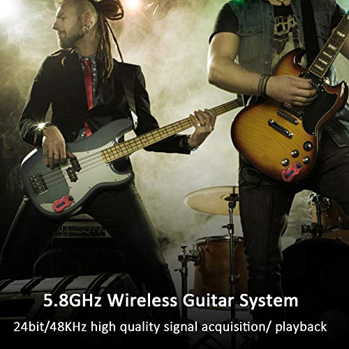 summina 5.8GHz Wireless Guitar System Rechargeable Audio Transmitter Receiver 4 Channels Audio System for Electric Guitar Bass