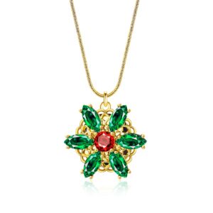 confede anastasia necklace-lost princess inspired together in paris emerald stone flower necklace for women, green