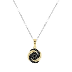 dazzlingrock collection round black diamond twisted & swirl circle pendant for women (0.29 ctw) in 10k yellow gold