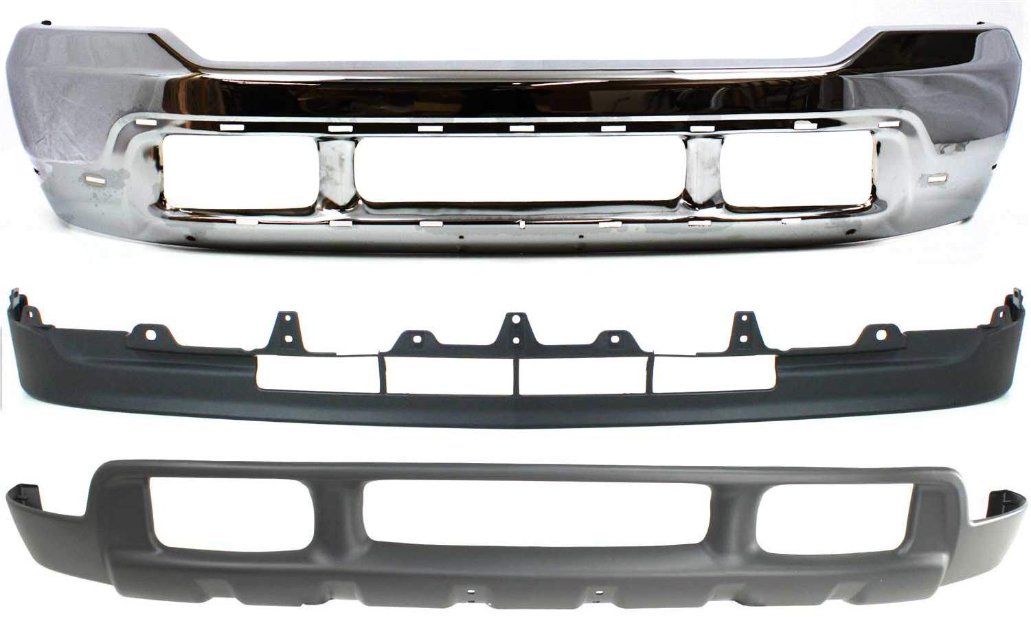 Evan Fischer Bumper Kit Compatible with 2001-2004 Ford Excursion, Fits 2001-2004 Ford F-250 Super Duty, Fits 2001-2004 Ford F-350 Super Duty, Fits 2001-2004 Ford F-450 Super Duty, Chrome FO1002375