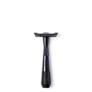 leaf shave | twig razor, black - all-metal, eco-friendly razor for men & women; includes 5 stainless steel single-edge razor blades; recommended for face shaving lighter hair and sensitive skin