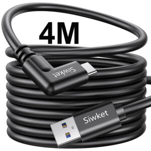 siwket usb c link cable 13ft/4m, usb3.0 a to usb type c cable 90 degree 5gbps data transfer usb c charging cable for quest 1/2, virtual reality headset galaxy s21 s20 note20