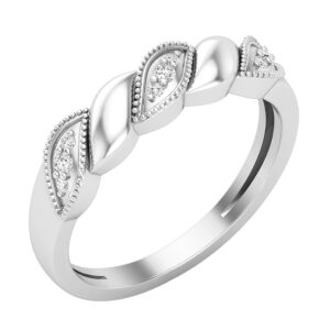 dazzlingrock collection lab grown round white diamond twist wedding band ring for women (0.09 ctw) in 14k white gold, size 7