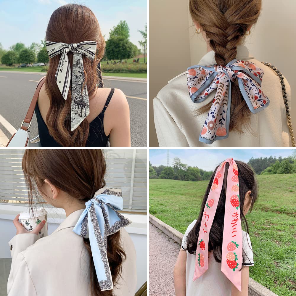 fashion ribbon scarf for hair 10 pcs hair scarf set chic polyester handbag handle ribbon scarf stylish hair headbands neck scarf neckerchief for women girls ladies